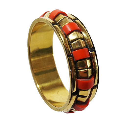 Brazalete en bronce, incrustracion en cerámica de colores – Kirfa