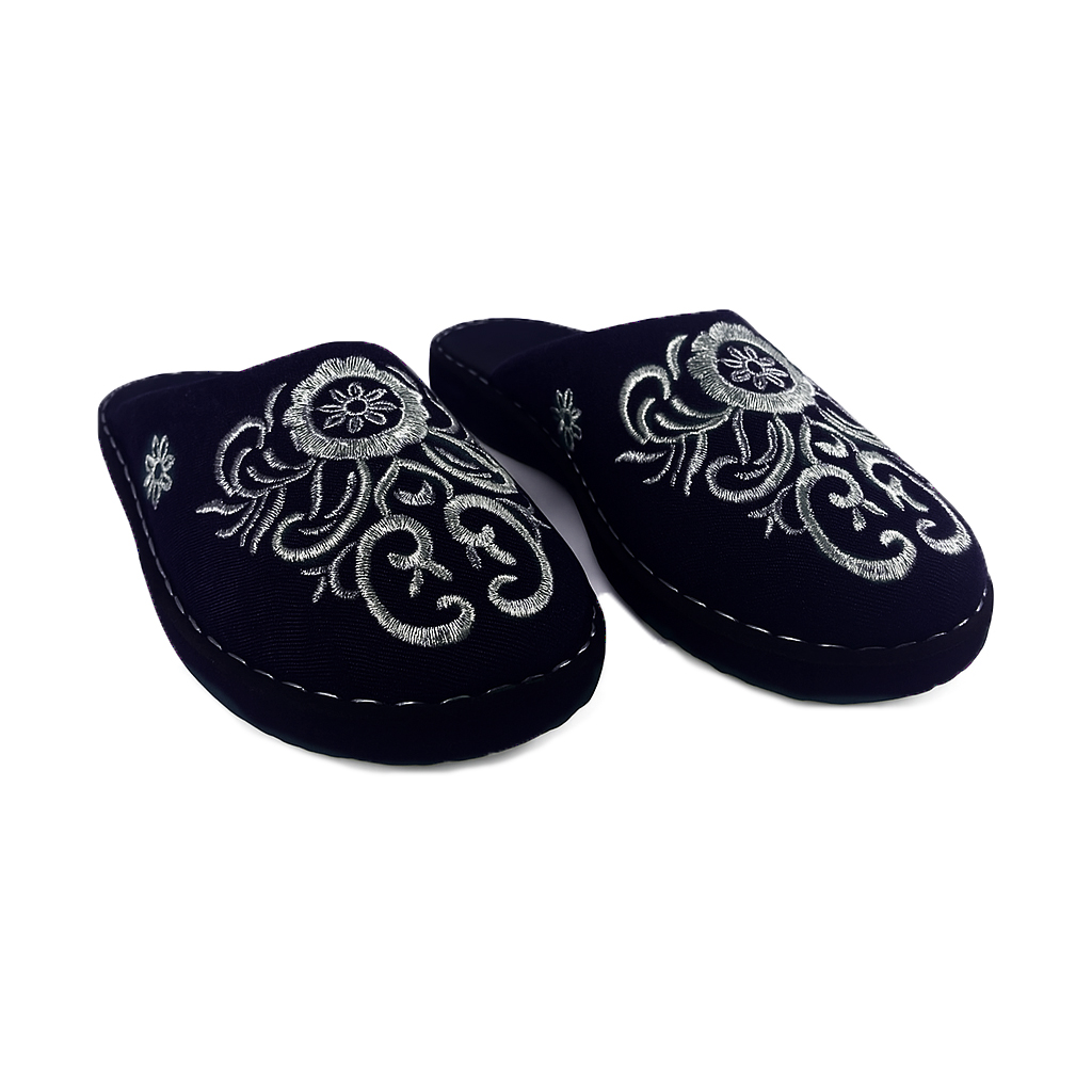 Zapatillas Marroquíes negras bordado gris – Kirfa