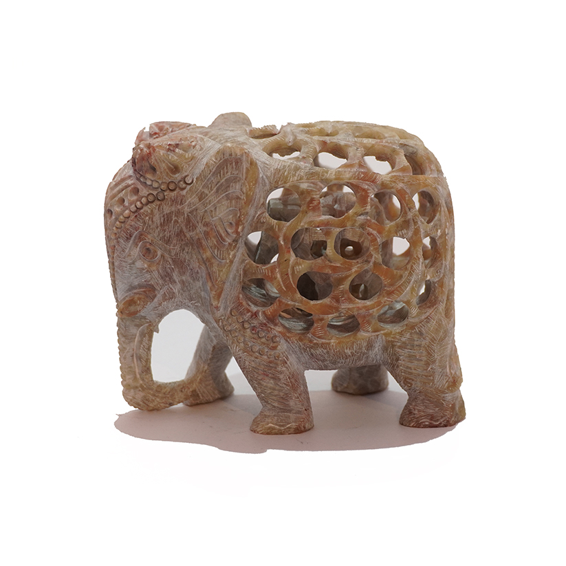 Elefante madre con bebe en marmol calacatta – Kirfa