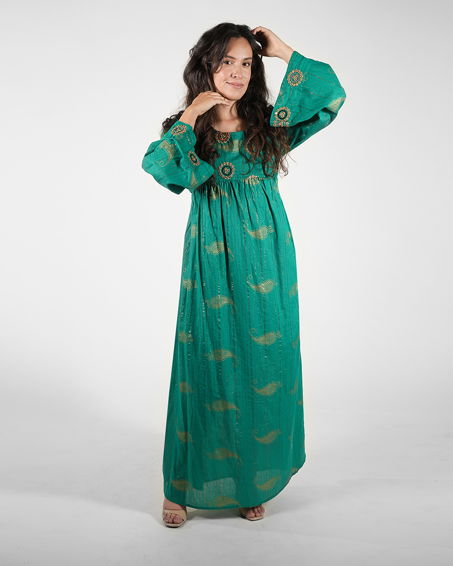 Maxi dress chaliz bordado hermes – Kirfa