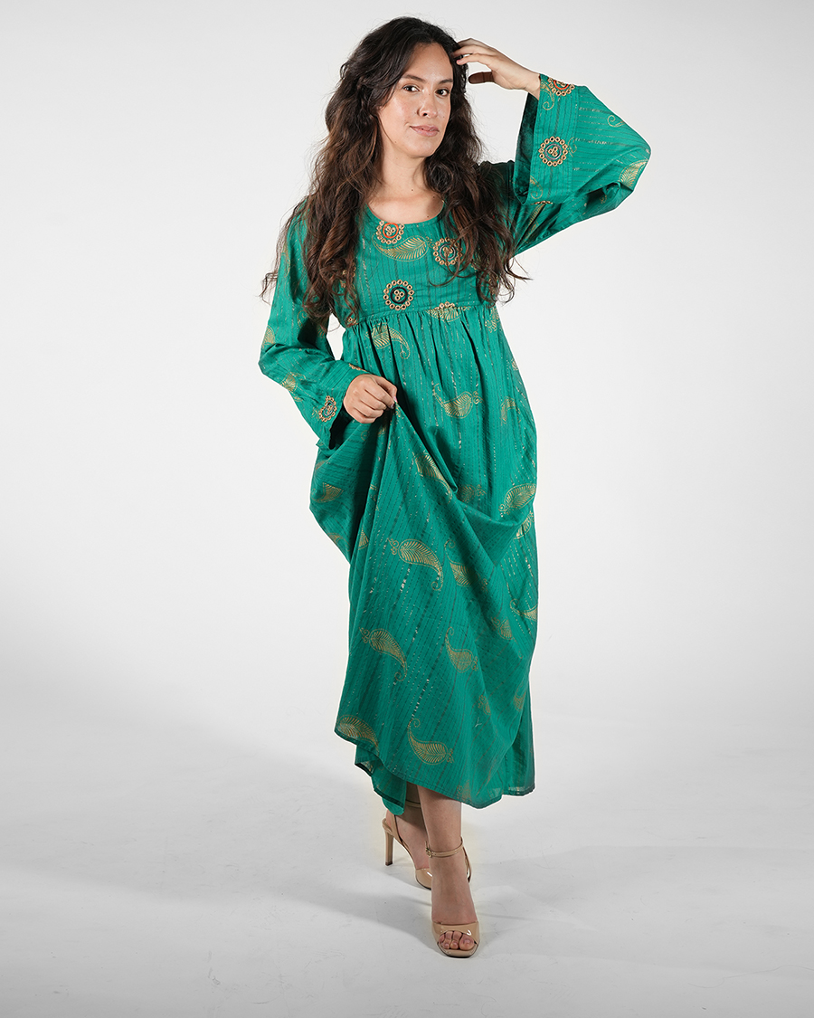 Maxi dress chaliz bordado hermes – Kirfa